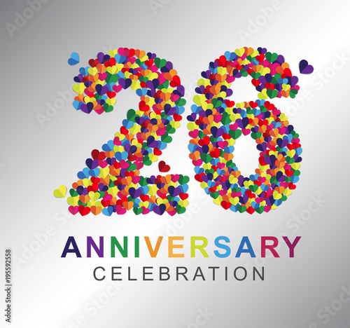 26th Anniversary Design Logotype Paper Hearts Multi color For 26th Anniversary Design Logotype Paper Hearts Multi color For