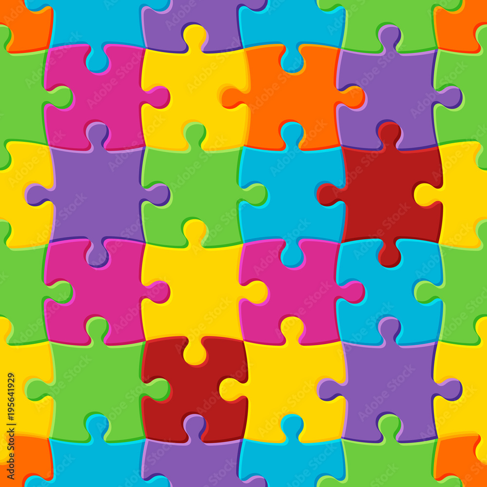 World autism awareness day. Colorful seamless puzzle background. Symbol ...