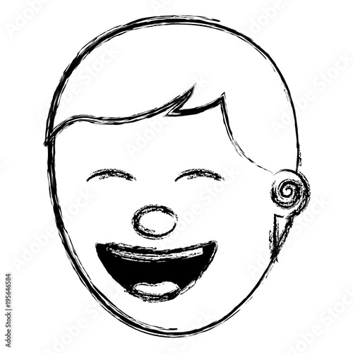 face young man smiling happy character vector illustration sketch image ...