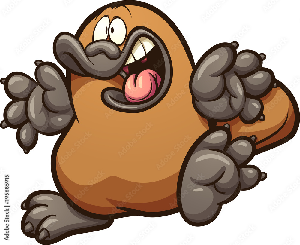 Happy cartoon platypus. Vector clip art illustration with simple ...