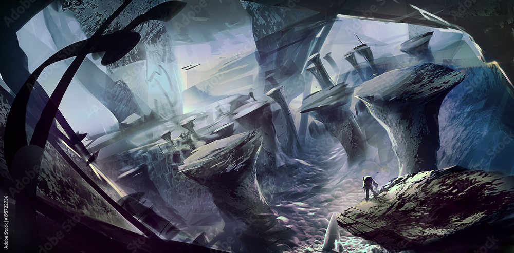 digital illustration of micro world environment Stock Illustration ...