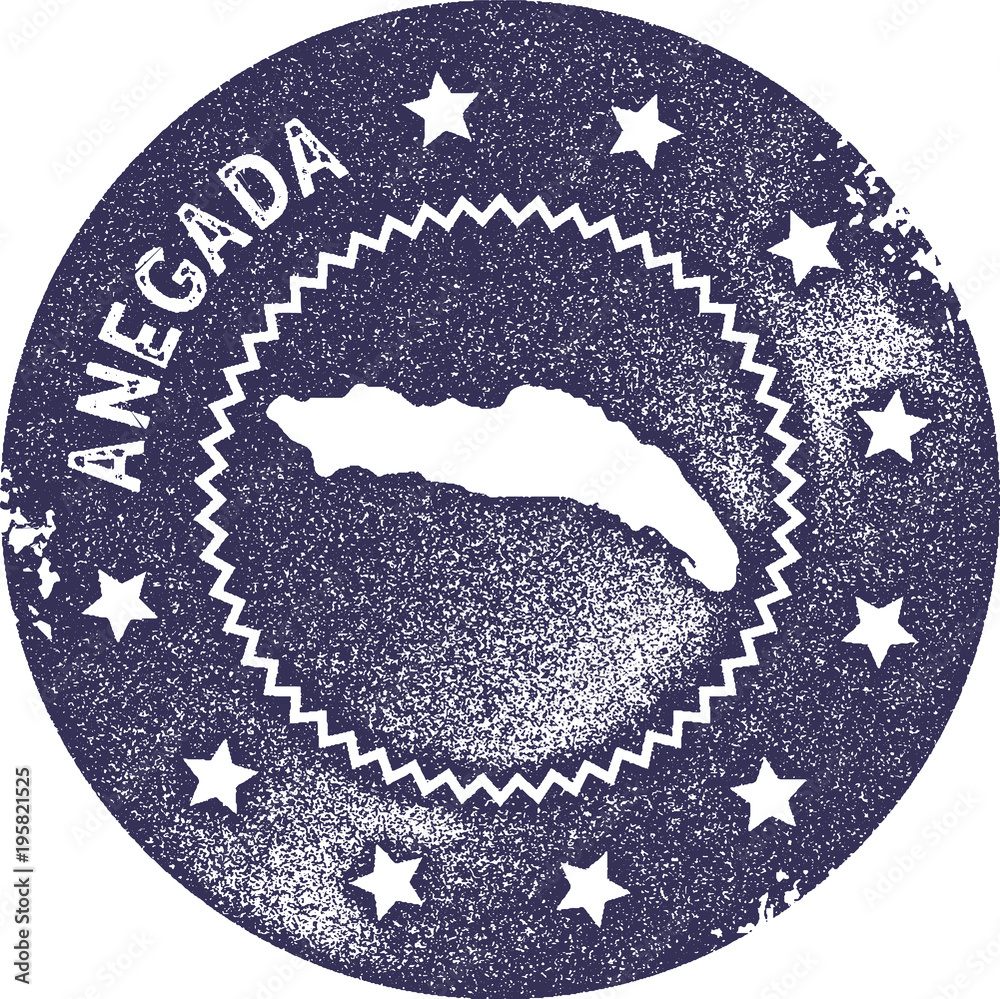 Anegada map vintage stamp. Retro style handmade label, badge or element ...