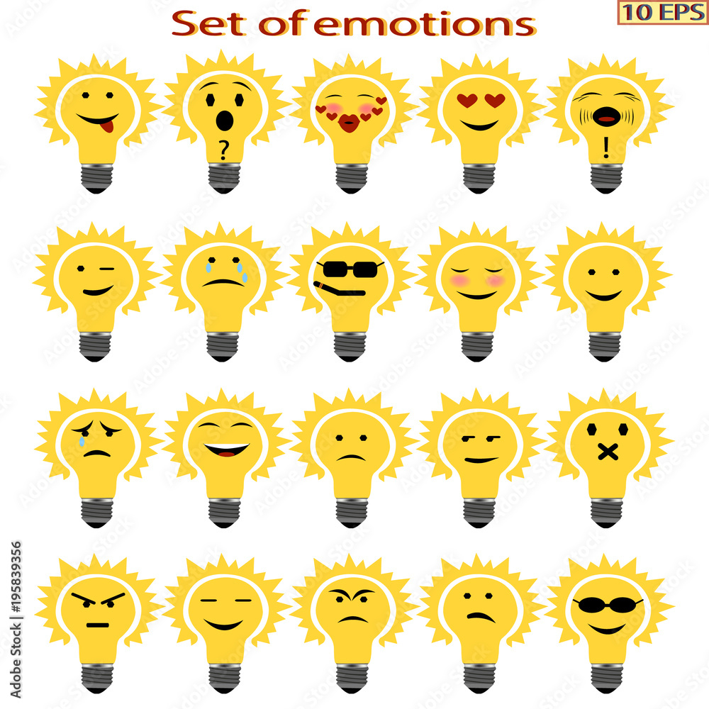Стоковое векторное изображение «Yellow Icons emoticon. Set of emotion ...