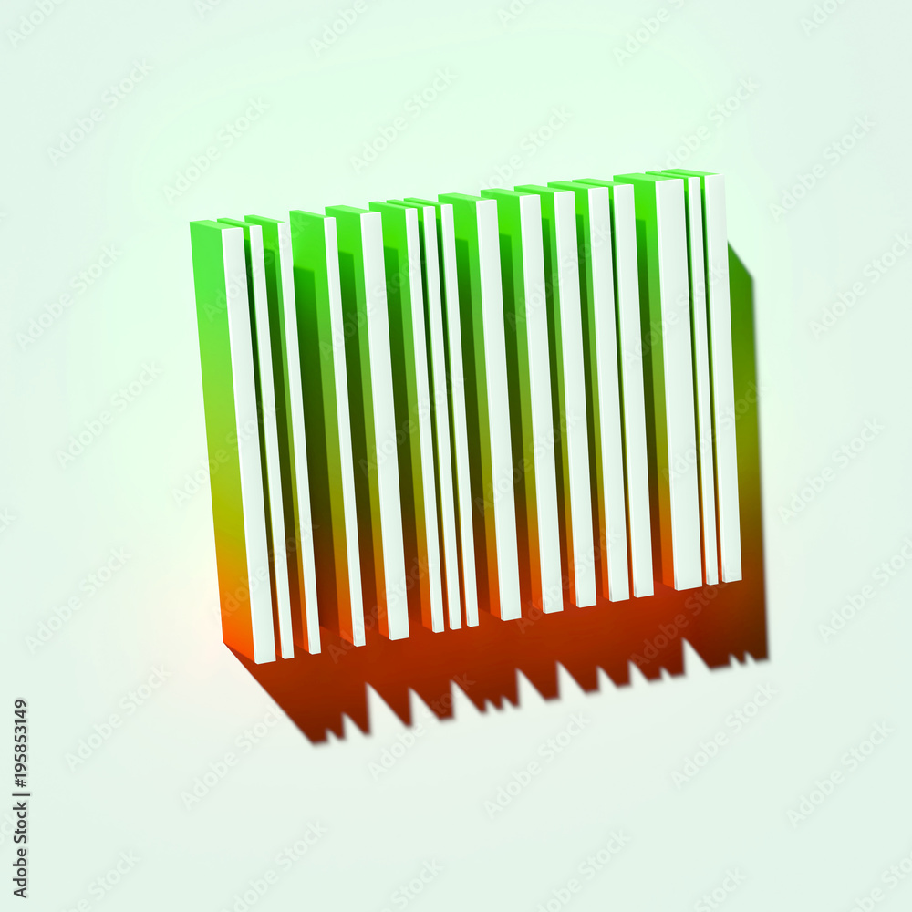 White Barcode Icon. 3D Illustration of White Bar, Barcode, Code ...