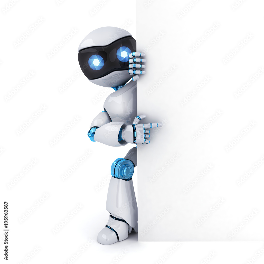 Robot and empty white blank Stock Illustration | Adobe Stock