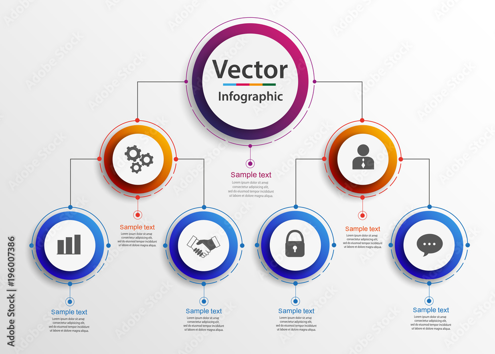 เวกเตอร์ Stock Business hierarchy organogram chart infographics ...