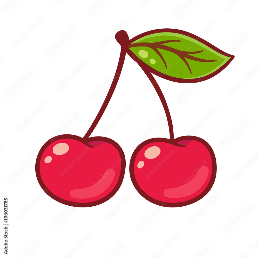 Cartoon cherry drawing Stock Vector | Adobe Stock