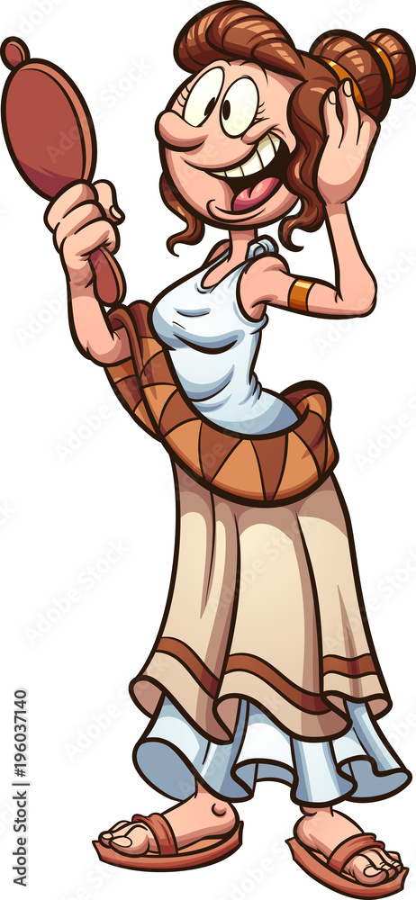 Ancient greek queen. Vector clip art illustration with simple gradients ...