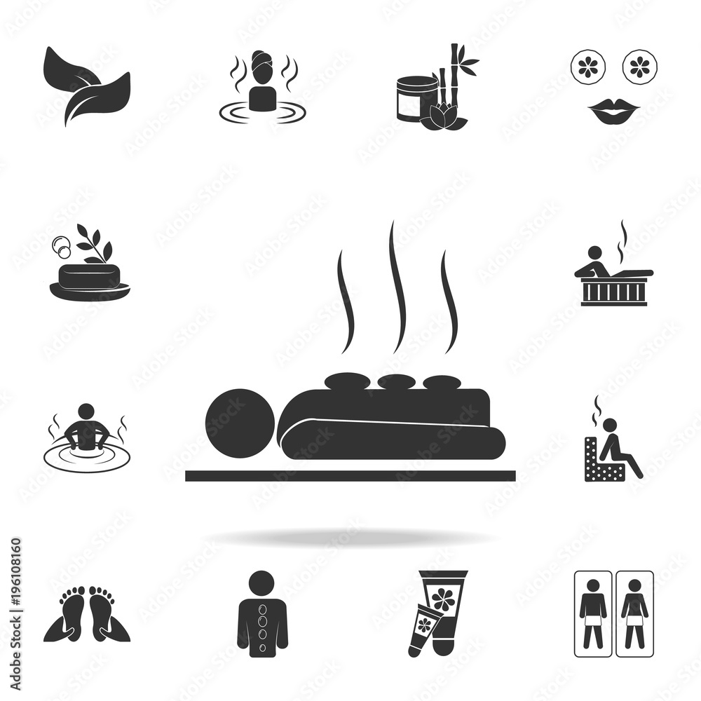 Massage with volcanic stones icon. Detailed set of SPA icons. Premium ...