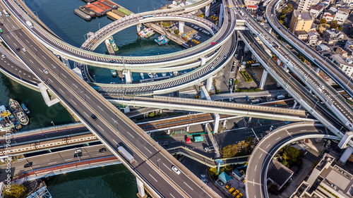 Osaka Expressway top view, Top view over the highway, expressway and ...