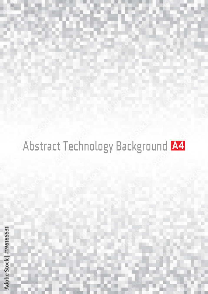 Abstract gray pixelated vertical technology background, a4 format. Business light pixel pattern ...