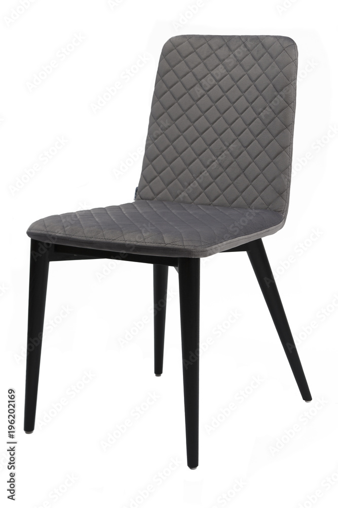 Gray color stool. Modern designer stool on white background. Textile ...