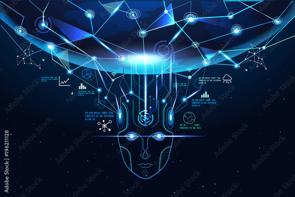Machine learning network concept. illustration showing AI (Artificial ...