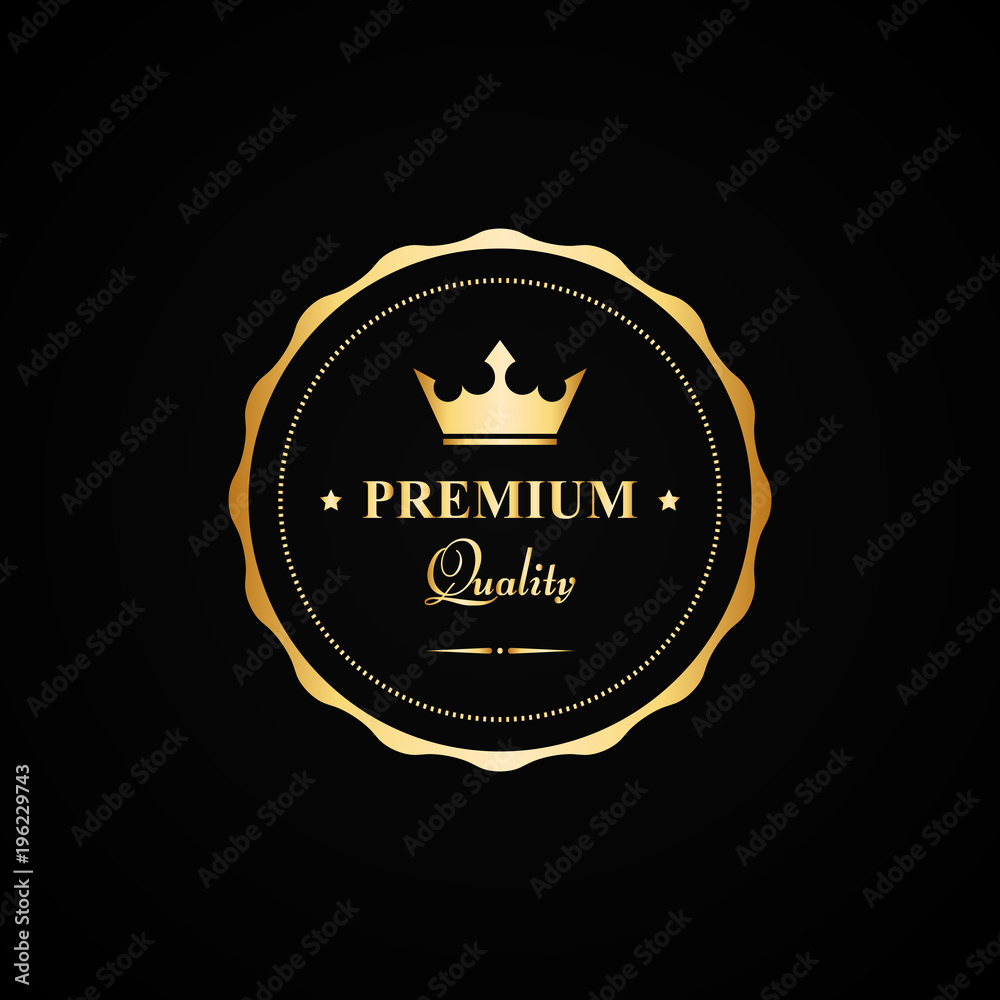 Vector gold premium quality badge Stock Vector | Adobe Stock
