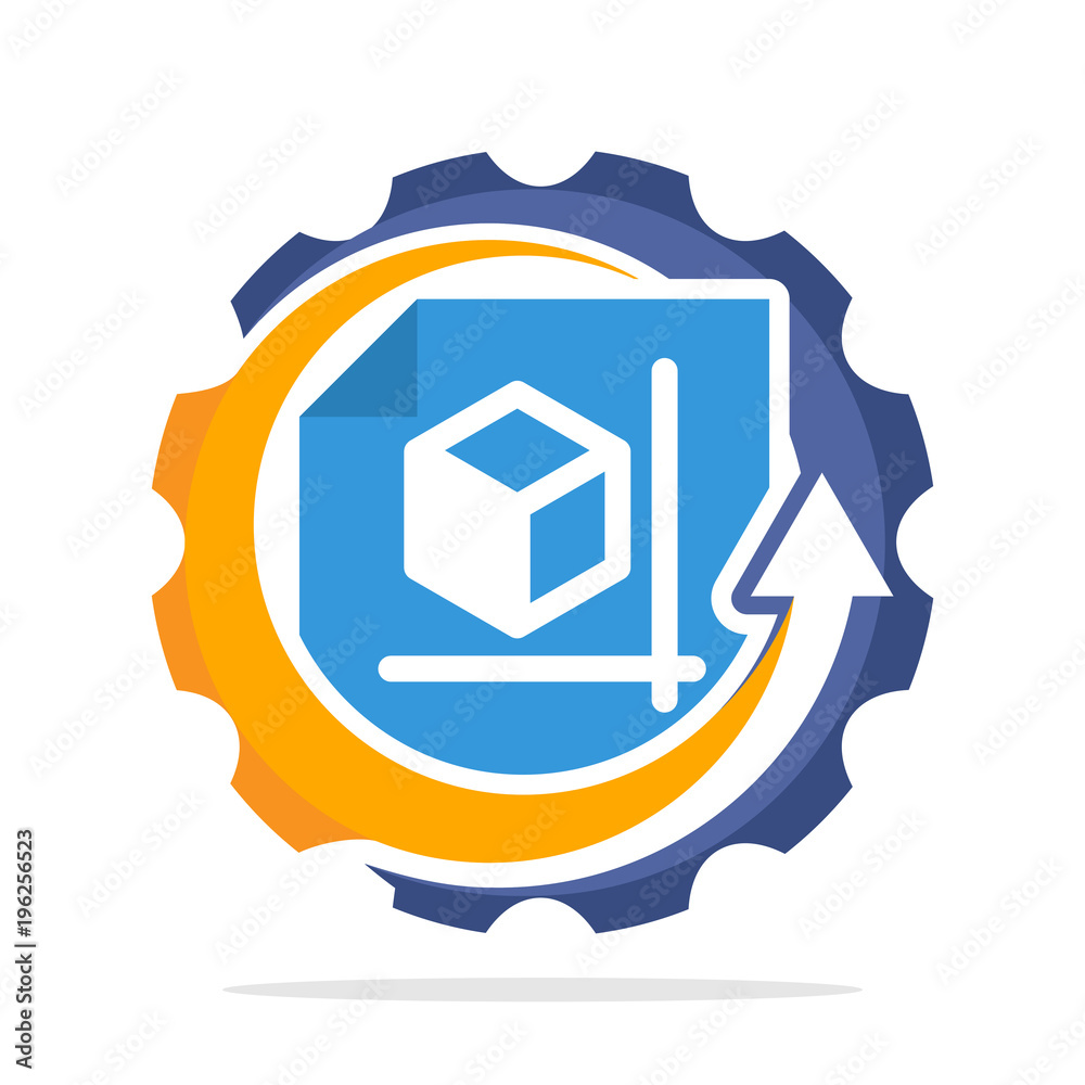 logo icon with the concept of implementation of technical drawing ...