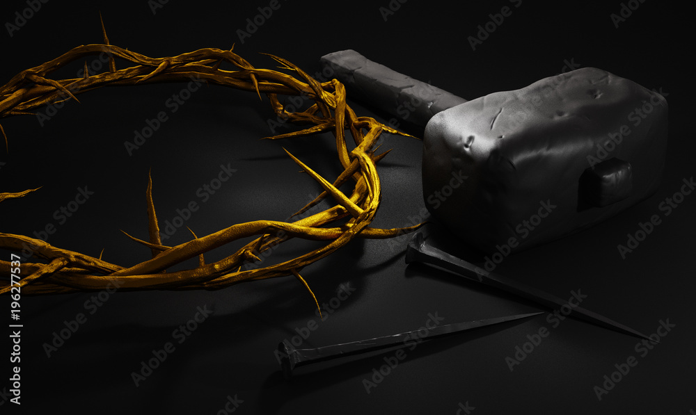 Stock-Illustration „Crucifixion Of Jesus Christ - Cross With Hammer ...