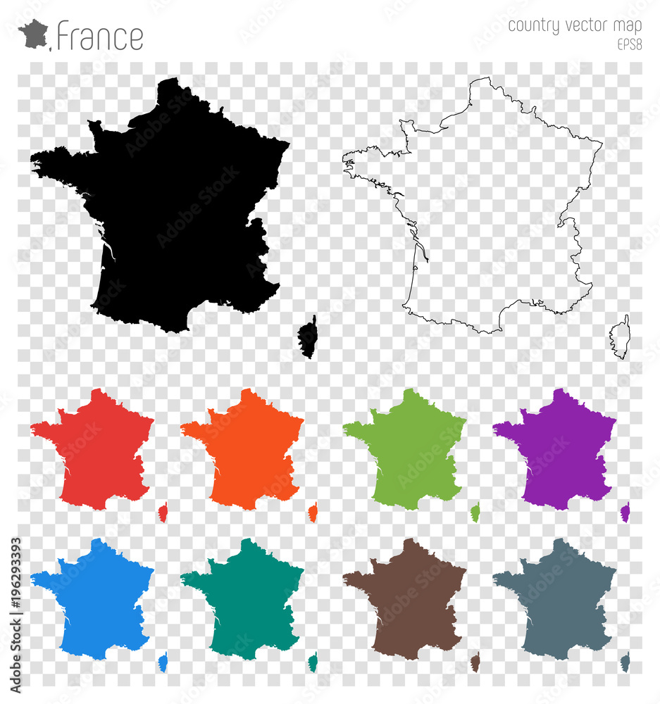 France high detailed map. Country silhouette icon. Isolated France ...