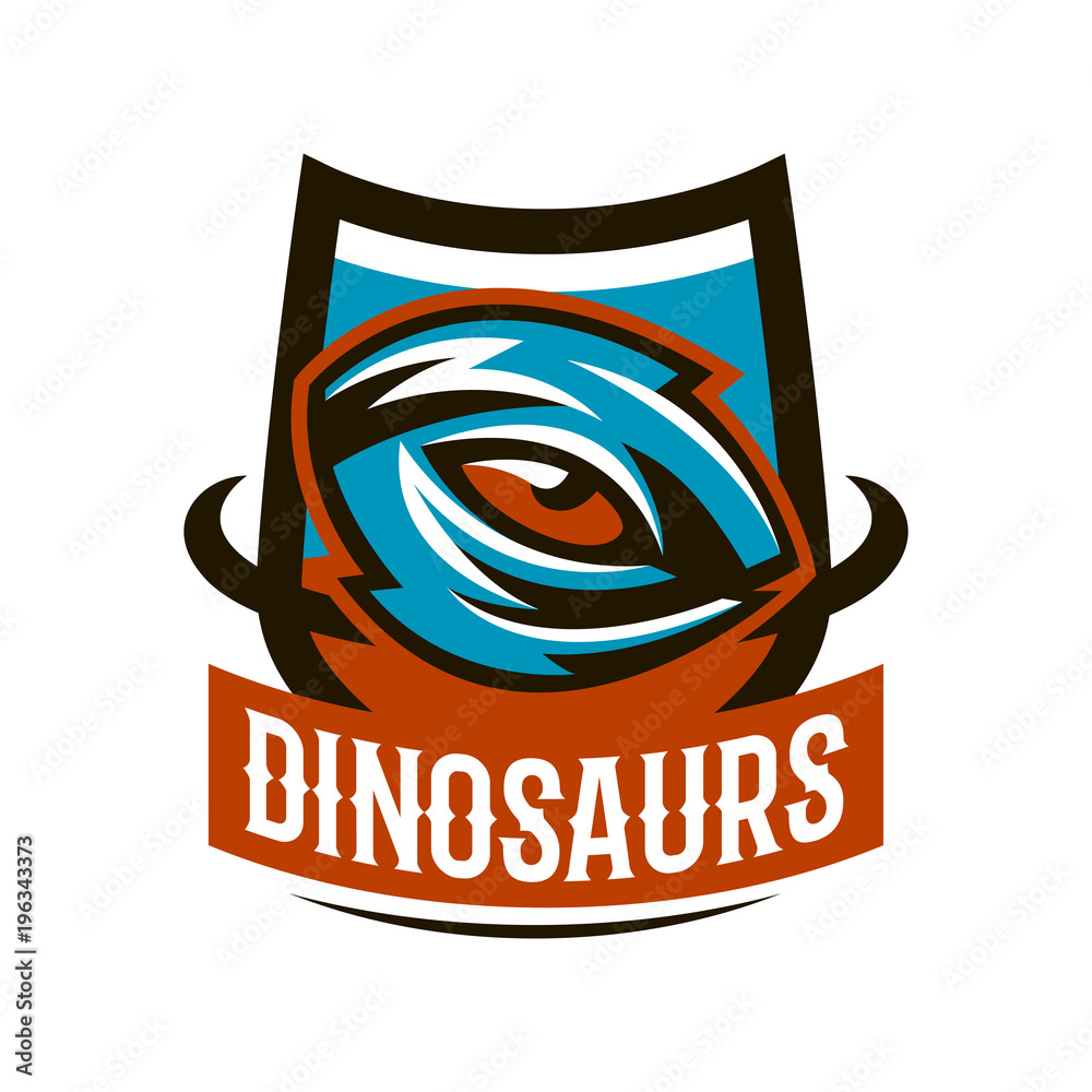 Stock-Vektorgrafik „Emblem, badge, sticker, logo of the dinosaur eyes ...