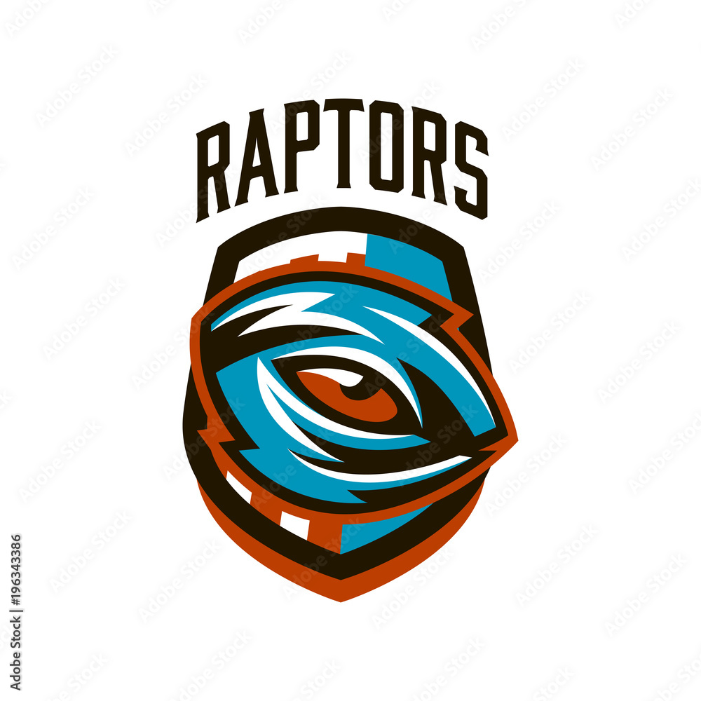 Emblem, badge, sticker, logo of the dinosaur eyes. A look of a ...