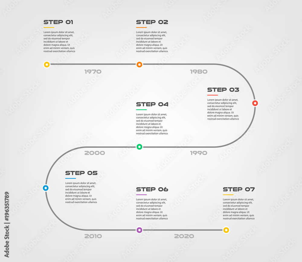 Snake timeline steps infographics - can illustrate a strategy, workflow ...