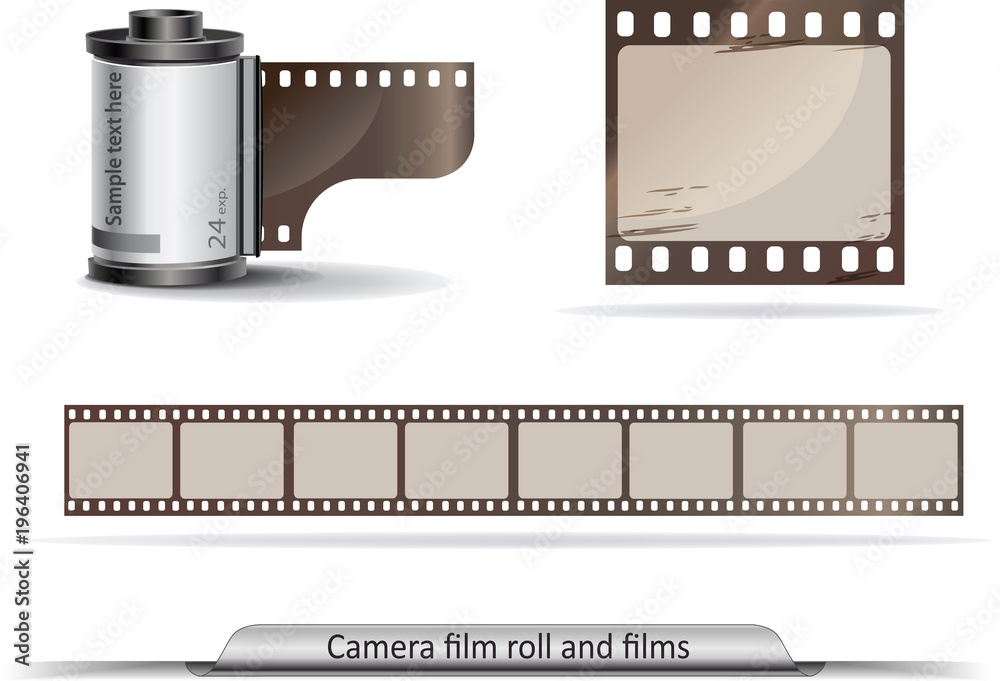Camera film roll and films Stock Vector | Adobe Stock