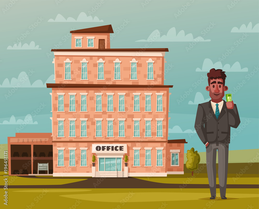 Office building facade. Buisness concept. Exterior of house. Cartoon ...