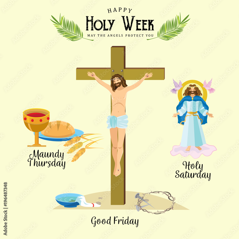 Set for Christianity holy week before easter, Lent and Palm or Passion ...
