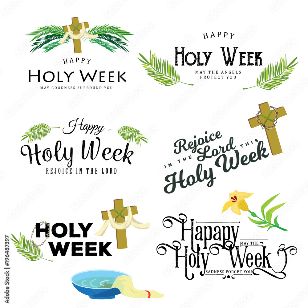 Set for Christianity holy week before easter, Lent and Palm or Passion ...
