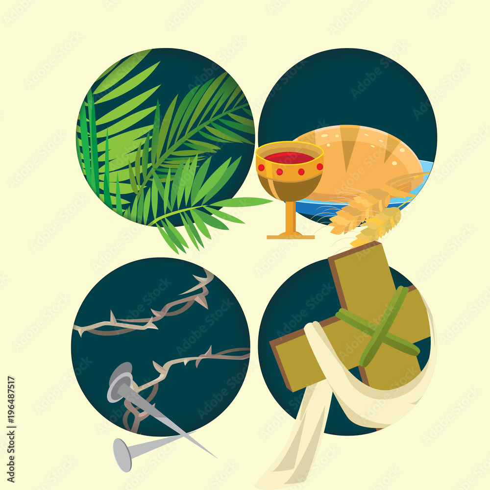 Set for Christianity holy week before easter, Lent and Palm or Passion ...