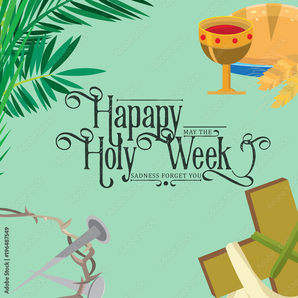 Set for Christianity holy week before easter, Lent and Palm or Passion ...