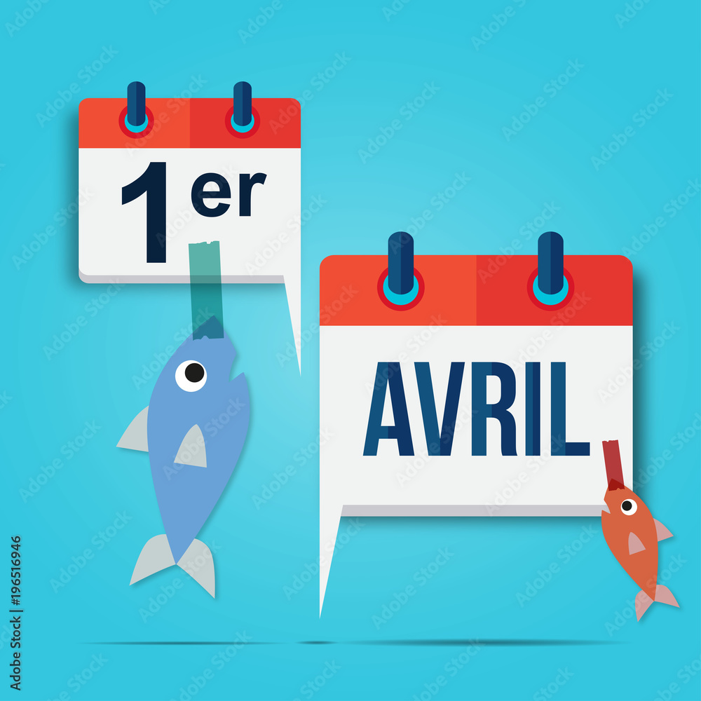 Vector de Stock calendrier bulle : 1er avril avec poisson d'avril ...