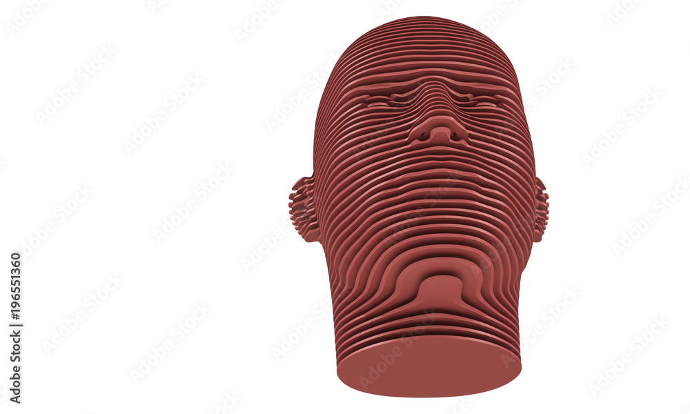 3d model of a humane head with colored skin isolated on white. it is a ...