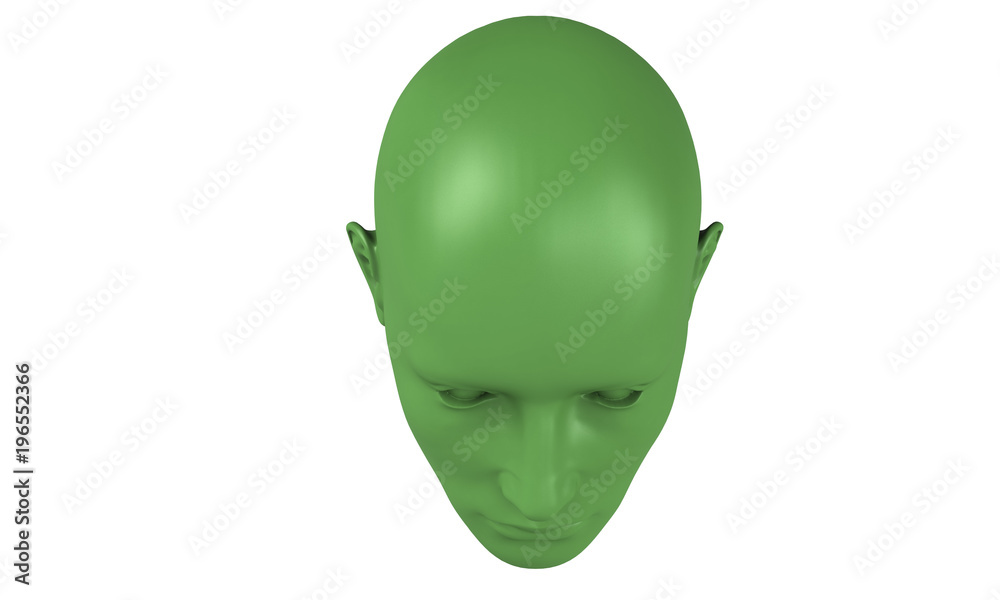 3d model of a humane head with colored skin isolated on white. it is a ...