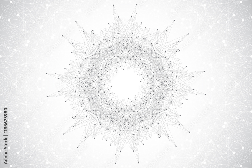 Fractal element with compounds lines and dots. Big data complex ...