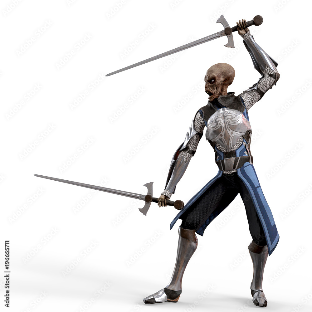 alien lord with swords Stock Illustration | Adobe Stock