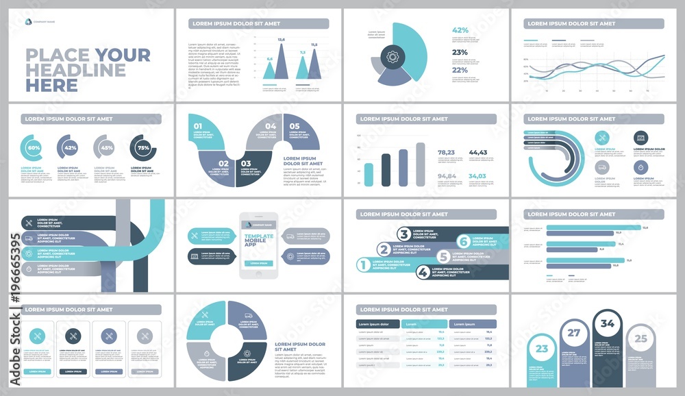 Presentation Template design. Business data graphs. Vector financial ...