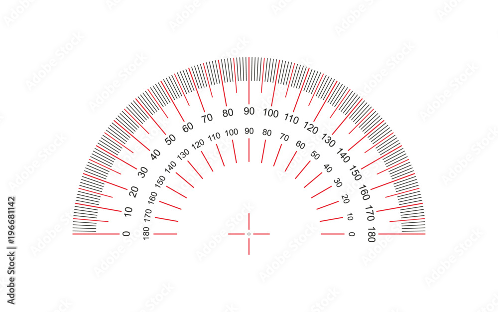 Protractor. Protractor grid for measuring degrees. Tilt angle meter ...