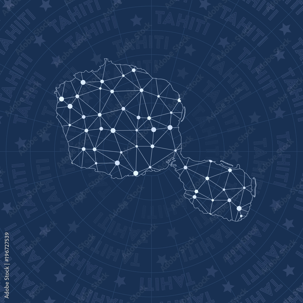 Tahiti network, constellation style island map. Original space style ...