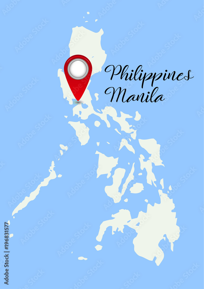 Vector color map of Philippines. Philippines map with a pointer to ...