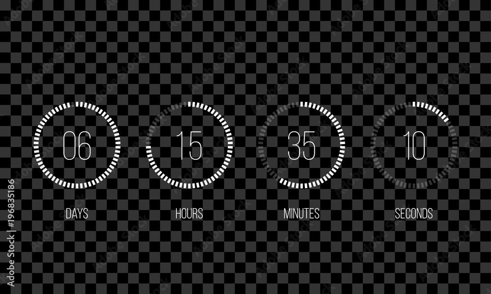 Vector countdown circle clock counter timer. Vector digital count down ...