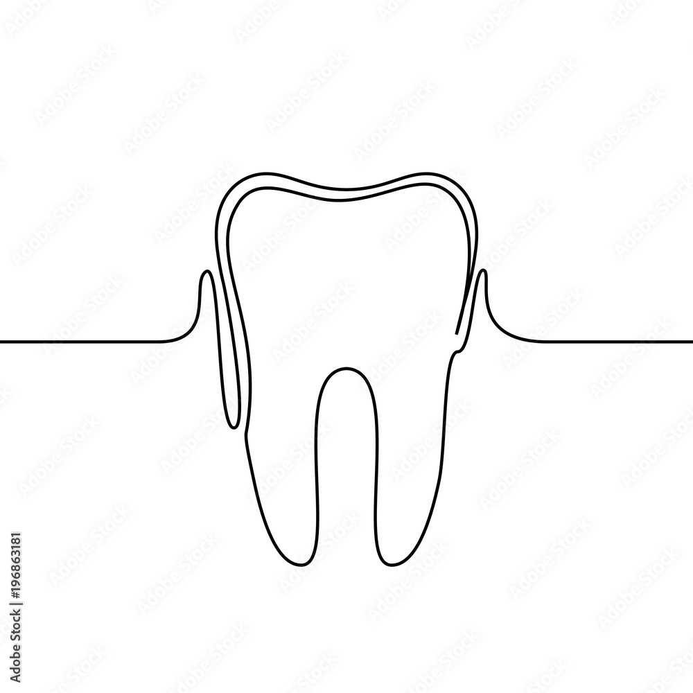Continuous line tooth logo, vector design Stock Vector | Adobe Stock