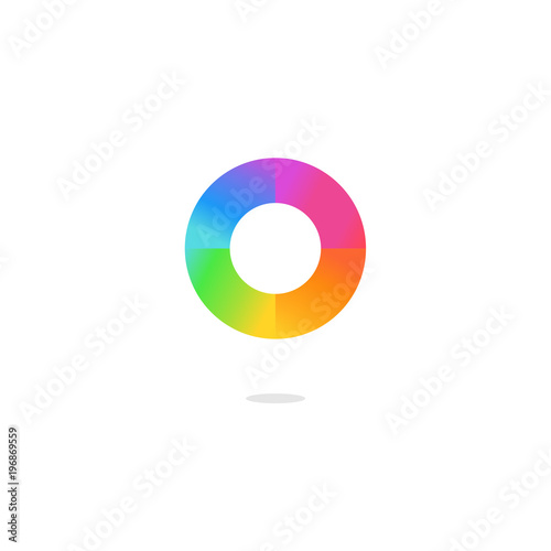 Colorful letter O logo, color wheel and color palette. on white ...