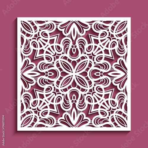 Square panel with lace pattern, template for paper cutting Stock Vector ...