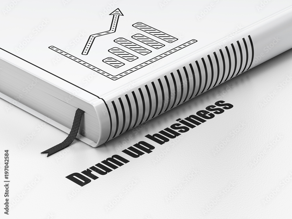 Business concept: closed book with Black Growth Graph icon and text ...