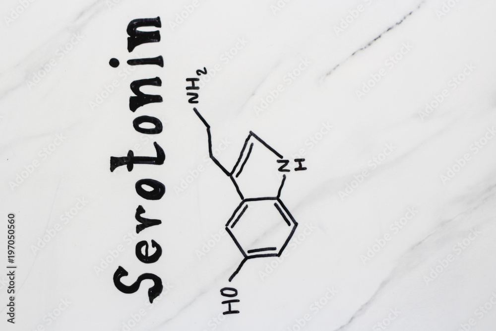 Chemical formula of Serotonin. Close-up Stock Photo | Adobe Stock