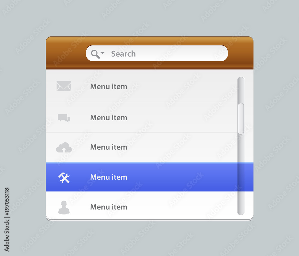 Web site design menu navigation elements with icons set Stock Vector ...