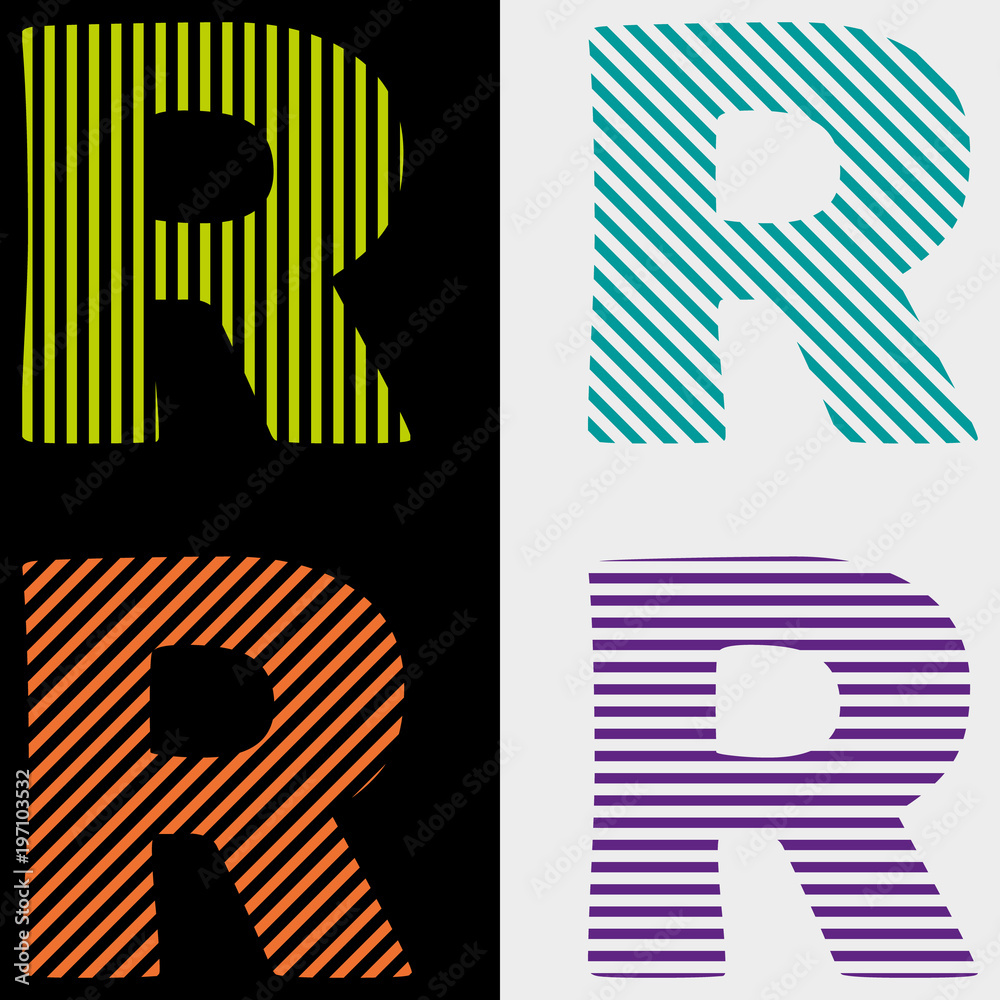 Line art logo set. Letter "R" design. Alphabet, abstract set of letters ...