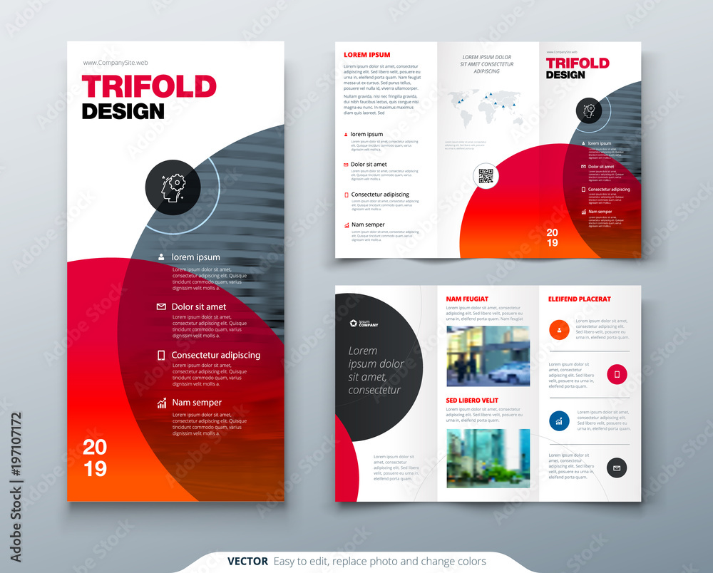 Tri fold brochure design. Business template for tri fold flyer. Layout ...
