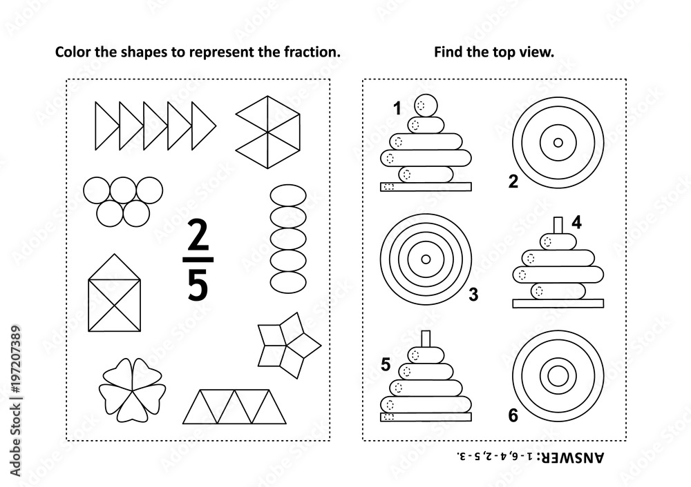 Two visual math puzzles and coloring pages. Color the shapes to ...