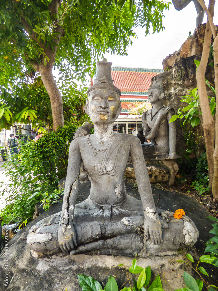 Bangkok, Thailand - Circa January 2018: Stone statue depicting a Reusi ...